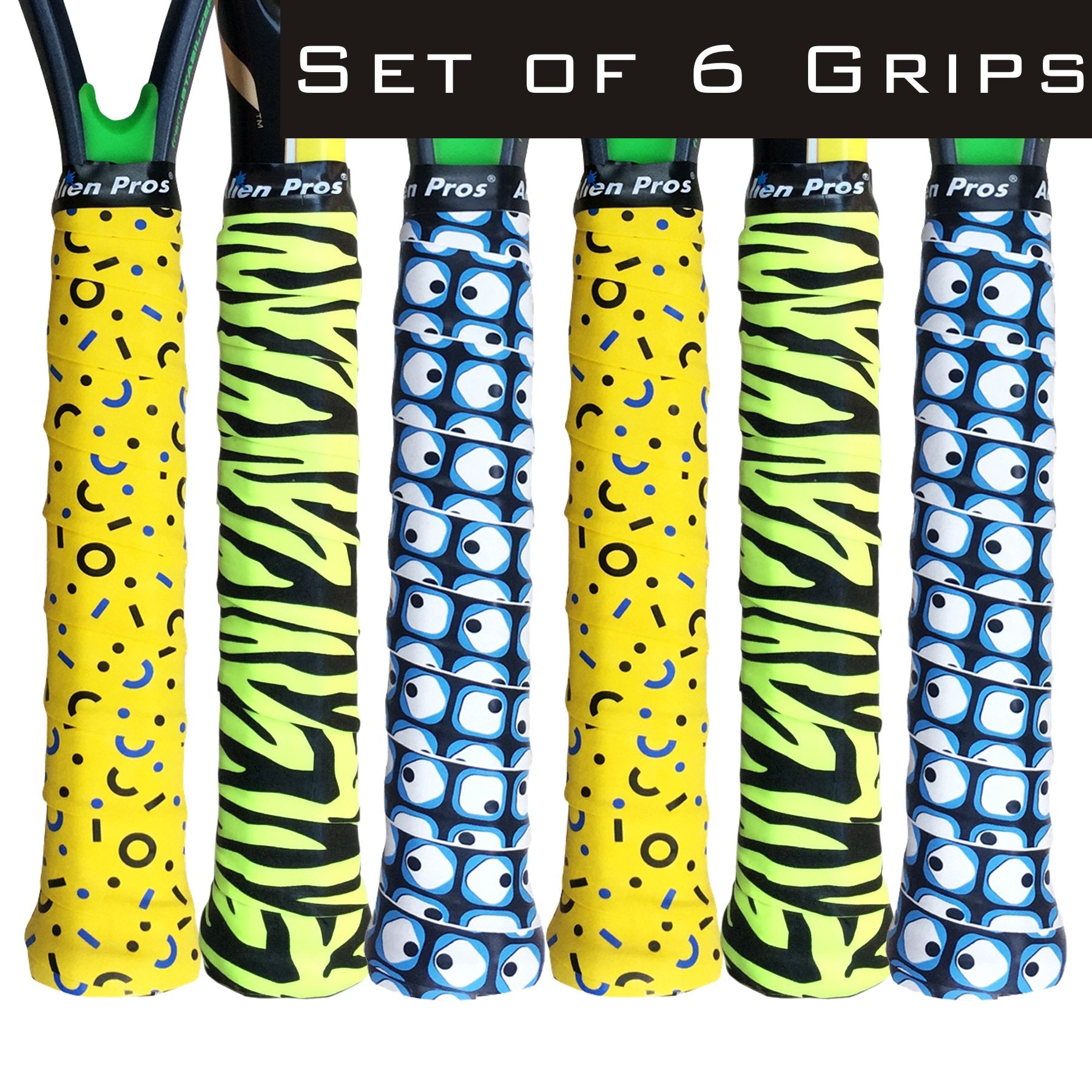 [X-Dry] Designer Racket Grip Tape for Tennis (6 Grips, Various Styles ...